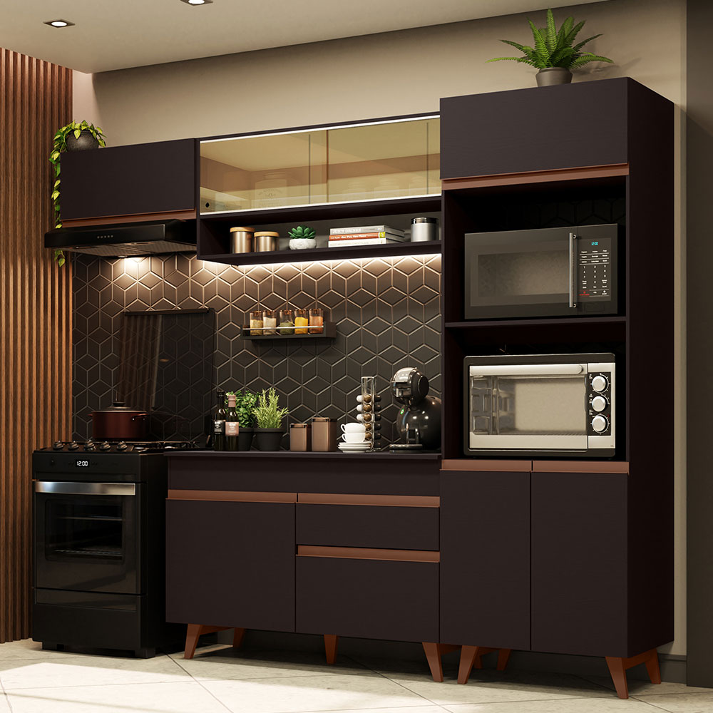 Cocina Integral Lineal 260cm Negro Reims 07 – Madesa Muebles Mexico