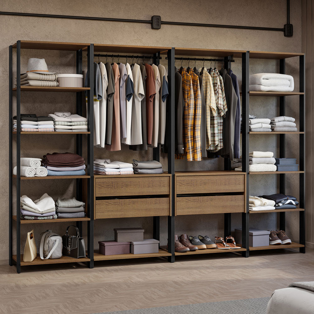 Clóset Modulado Valencia 4 Cajones 258cm Marrón/Negro Madesa 01 ...