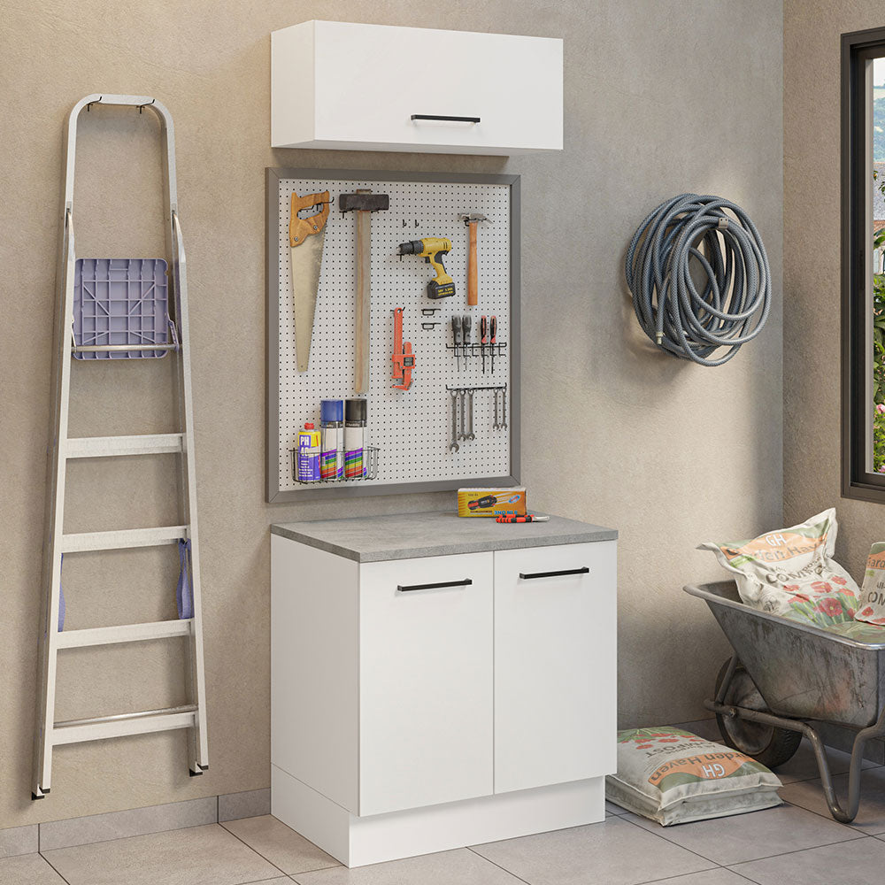 Mueble Modular Integral Multiuso Garaje 80cm Blanco – Madesa Muebles Mexico
